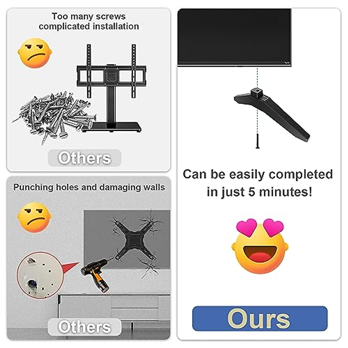 TV Legs for LG 43in TV UJ LJ Series, Compatible with LG TV Stand Replacement Base 43UJ6300 43UJ6300PUA 43UJ630T 43UJ635T 43LJ5500 43LJ550M 43LJ5550 43LJ5500UA with Screws