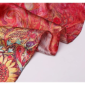 SUNMISILK 100% Mulberry Silk Scarfs for Women Floral Print Satin Long Scarf for Headscarf Hair Wraps Shawl with Gift Packed (Hsyh22)