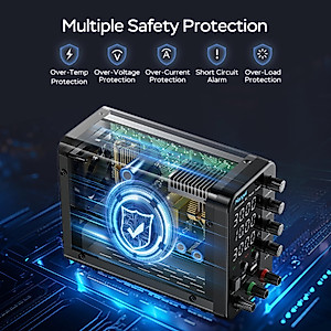 DC Power Supply Variable, 30V 10A Bench Power Supply with Encoder Coarse & Fine Adjustments Knob, Adjustable Switching Regulated lab Power Supply with 5V 3.6A USB & Type-C Quick-Charge