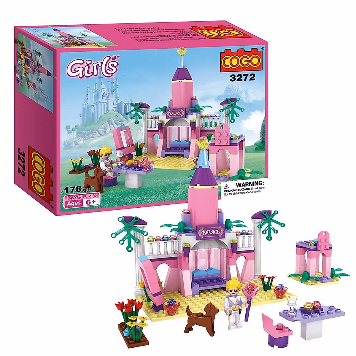 Dream Girls Building Blocks Toys King Prince Princess Pink Palace and Castle Building Sets for Boys and Girls Preschool Educational Toys 178 Pcs 3272