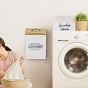 Unistyle Dryer Sheet Holder & Lint Bin Set,Wooden Dryer Sheet Dispenser,Magnetic Lint Bin for Laundry Room Organization and Storage,Fabric Softener Dispenser Laundry Pods Container for Laundry Decor