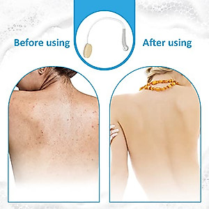 FULLOFJOY Back Bath Brush Long Handle for Shower, Curved Back Scrubber for The Elderly, Disabled, Limited Mobility, U-Shaped Body Shower Brush for Man and Woman, 27.56” Length