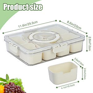 Divided Serving Tray with Lid and Handle, 2Pcs Snack Containers Travel Snackle Box Clear Organizer Food Storage Fresh-keeping Box for Candy Fruits Nuts Snacks, BPA Free