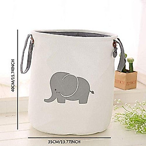 Storage Baskets,Cotton Foldable Round Home Organizer Bin for Baby Nursery,Toys,Laundry,Baby Clothing,Gift Baskets(Elephant)