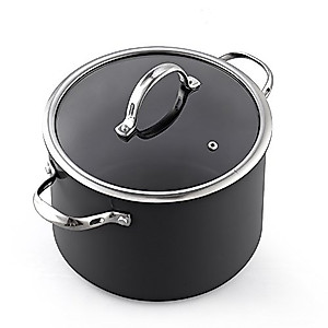 Cooks Standard Stockpot Dutch Oven Casserole with Glass Lid, 8-Quart Classic Hard Anodized Nonstick Soup Pot, Black