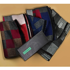 Marino’s Winter Cashmere Feel Men Scarf,100% Cotton Fashion Scarves, In Elegant Gift Box - Raven Ash - One Size