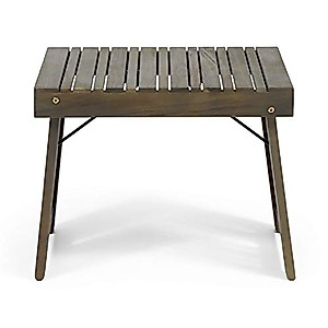Christopher Knight Home Howard Outdoor Acacia Wood Folding Side Table, Gray Finish