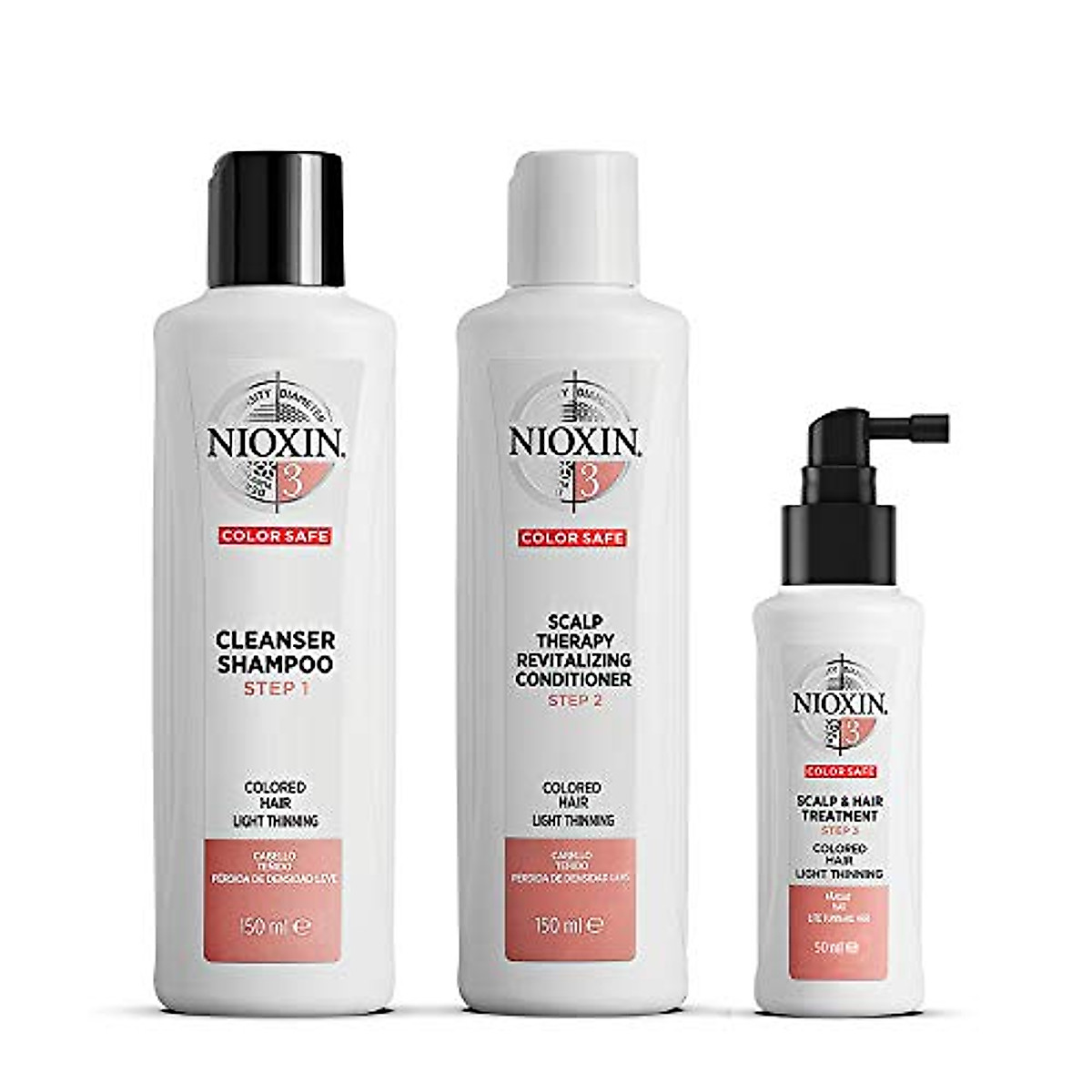 Nioxin System Kit 3, Strengthening & Thickening Hair Treatment, For Color Treated Hair with Light Thinning, Trial Size (1 Month Supply)