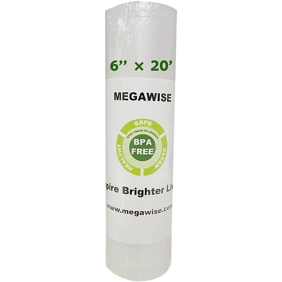 MEGAWISE Vacuum Sealer Bags 6''x 20 feet for MEGAWISE, Food Saver, Seal a Meal, Weston. FOOD Grade, BPA Free, Heavy Duty, Great for vac storage, Meal Prep or Sous Vide