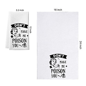 XIKAINUO Don’t Make Me Poison You - Waffle Cotton Kitchen Towels Hand Towel, Kitchen Decor Towel Flour Sack Towel Dish Towel for Woman Mom Grandma Aunt Christmas New Home Housewarming Gifts