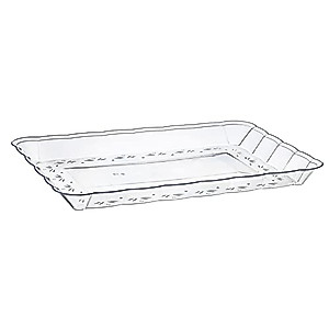 Plastic Serving Trays 9" X 13" Rectangle Serving Platters 4-Pack Clear Party Tray Durable Serving Platter - Disposable Serving Food Tray - Rectangular Cake, Fruit, Cookie Tray - Posh Setting