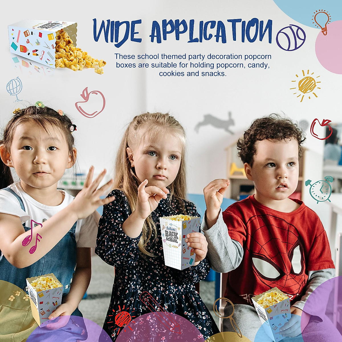 Adnee 30 Pieces Back to School Popcorn Boxes- First Day of School Party Candy Boxes -Welcome Back to School Popcorn Holders for Classroom Decoration Teacher Gift Bag Party Favor