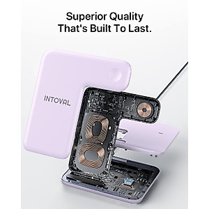 Intoval Charging Station for Apple iPhone/iWatch/Airpods, 3 in 1 Wireless Charger for iPhone 14/13/12/11/XS/XR/XS/X/8, iWatch 8/Ultra/7/6/SE/5/4/3/2, Airpods Pro2/Pro1/3/2/1 (White+Lilac Purple)
