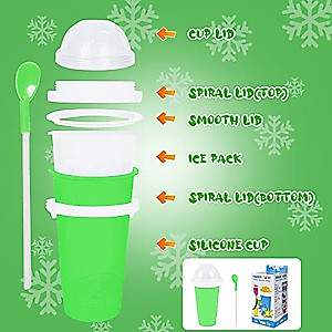 snow keychain Slushie Cups, Slushy Machines Slushie Cup Maker, Slushy Cup 2 Pack, Slushie Machines Ice Cream Maker, Frozen Magic Slushy Maker Cup for Fun(PINK+GREEN)