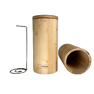 2Droids Air-tight bamboo container for coffee pods, coffee pads, coffee grounds, coffee beans. Compatible with Senseo, Hamilton Beach, Illy, and other pantry items. [Pack of 1]