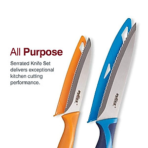 Zyliss Utility Kitchen Knives with Sheath Covers - Dishwasher Safe - Stainless Steel Kitchen Knives Perfect for Cutting Meat, Vegetables & Fruit - 2 Piece Serrated Utility Set