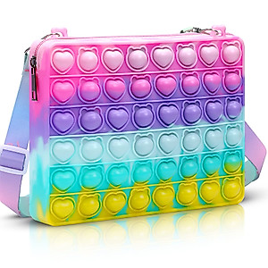 MooonGem Pop Purse for Women, Big Fidget Purse for iPad, Pop Shoulder Bag
