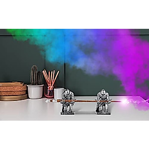 Cottage Garden Antique Silver Kneeling Knight 4.75 inch Resin Wand Stand 2 Piece Set