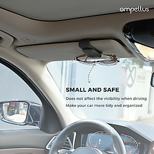 Ompellus Magnetic Leather Sunglass Holder, Eyeglass Hanger Clip for Car Sun Visor, Suitable for Different Size Eyeglasses(Gray, 1 Pack)