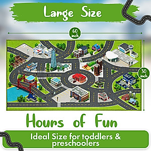 Kids Carpet Playmat City Life 3D Playroom Rug | 30 x 60 Inch Extra Large Toddler Activity Mat for Race Cars & Toys | Playroom Rug Makes a Fun Educational Gift Idea for Boys & Girls (Colored)