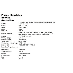 Hailege ESP32 LCD WiFi Kit ESP-32 1.14 Inch LCD Display WiFi+Bluetooth CP2104 USB Type-C Internet Development Board for Arduino ESP8266 NodeMCU