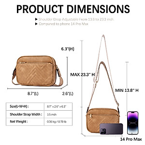 BOSTANTEN Quilted Crossbody Bags for Women Vegan Leather Purses Small Shoulder Handbags with Wide Strap Camel Brown