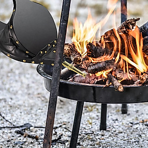 EsLuker.ly Fireplace Bellows Indoor 15.5" x 7", Wood Air Blower with Hanging Strap Cast Nozzle Hand Bellow Pump for Fire Pit Wood Stove BBQ Outdoor Camping (Black)