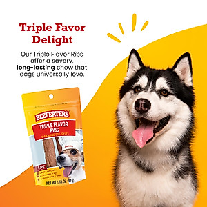Beefeaters Dog Treats - Triple Flavor Ribs 1.65oz Case of 12 | Rawhide Dog Treats Wrapped with Real Chicken | Promotes Dental Health | Dog Food Long-Lasting Chew | Training Treats for All Dog Sizes
