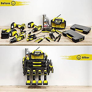 TC-HOMENY Power Tool Organizer, 3 Tier Garage Tool Storage Rack, Power tool organization and storage, Wall Mounted Drill Rack, Removable Design for Workshop ToolRoom Garage (Black)