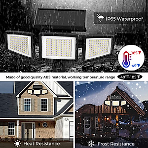 KERNOWO Solar Lights Outdoor, 210 LED 2500LM Solar Flood Security Lights with 25FT Motion Sensor IP65 Waterproof 3 Heads Spot Flood Wall Lights for Porch Garage Yard Entryways Patio (Black, 2pcs)