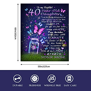 CUDEVS 40th Birthday Gifts for Women, 40 Year Old Birthday Gifts for Women, 40th Birthday Gifts Women Blanket, 40th Birthday Gifts, Daughter Birthday Gift