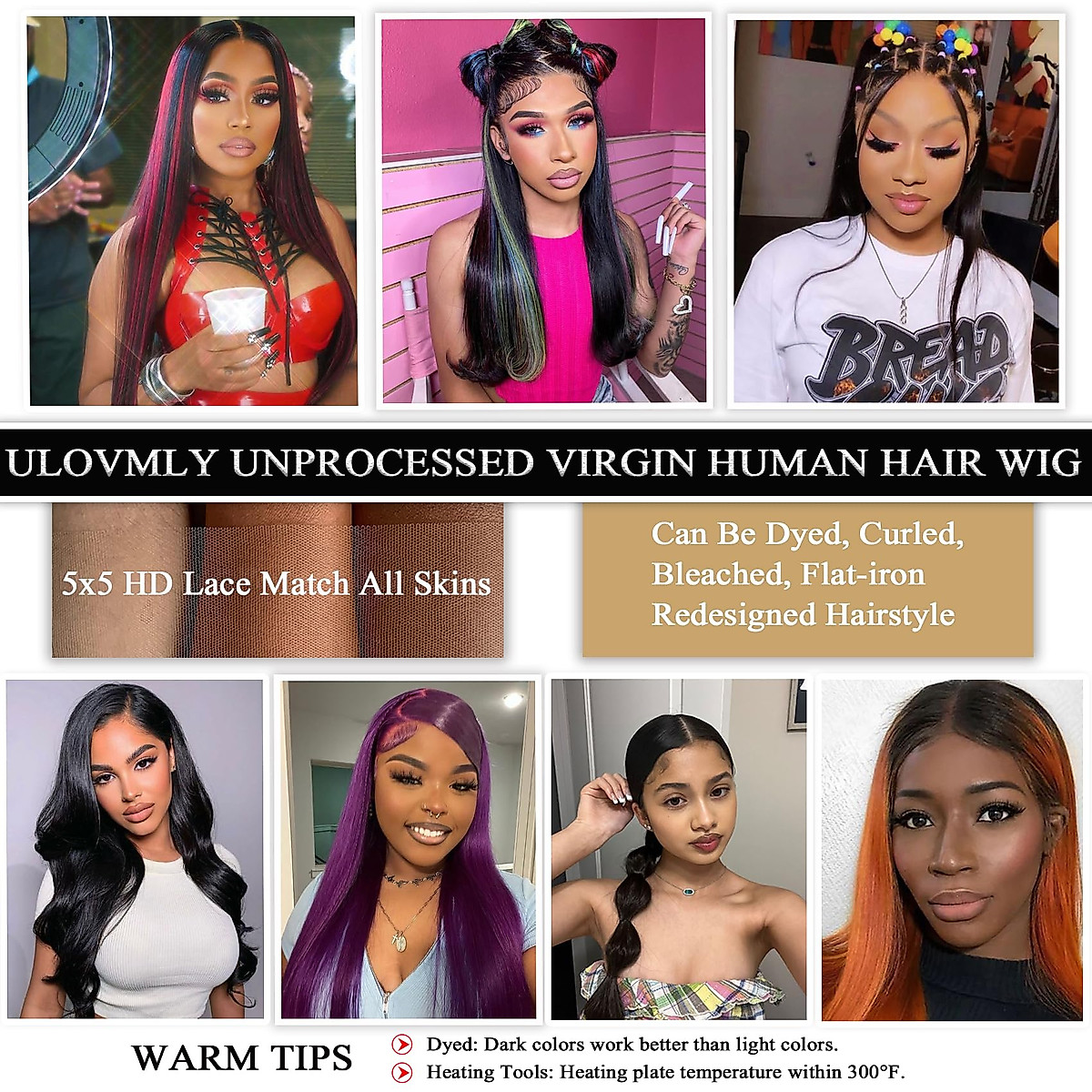 5x5 HD Lace Closure Wigs Human Hair Straight 5x5 Closure Wig 24 Inch Closure Wigs Human Hair Pre Plucked with Baby Hair 12A Unprocessed Virgin Human Hair Wig 180% Density for Women Natural Color