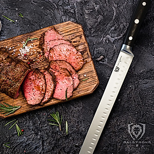 Dalstrong Slicing Carving Knife - 10 inch - Granton Edge - Gladiator Series Elite - Forged High-Carbon German Steel - G10 Handle - w/Sheath - NSF Certified