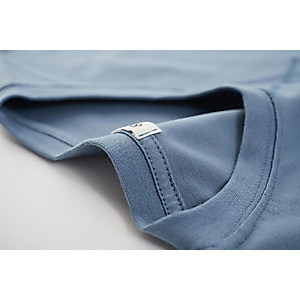 KLIEGOU Mens 100% Cotton Hipster Hip Hop Longline Crewneck T-Shirt (66 Light blue1 M)