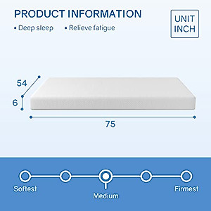PayLessHere 6 Inch Green Tea Cooling Gel Memory Foam Mattress Full Size in a Box,Medium-Firm,Pressure Relief&Temperature Regulation,CertiPUR-US Certified,White