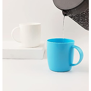 fulong Reusable Plastic Drinking Cup with Handle, BPA Free Microwave & Dishwasher Safe Food Grade PP 13 Ounce Coffee & Milk Mug Set of 5 (Blue)
