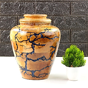Hand Crafted Mango Wood and Resin Urn | Wooden Cremation Urns Adult Pet,Male & Female Ashes Handmade Fractal Turn Wood Human Ash for Storge (Large) Capacity (200) Cubic Inches