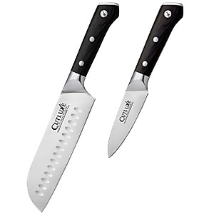 Cutluxe Santoku Knife & Paring Knife – Forged High Carbon German Steel – Full Tang & Razor Sharp – Ergonomic Handle Design – Artisan Series