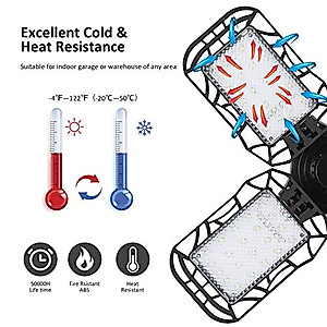 1LED Garage Lights 2 Pack/60W/6500k/4 Panels, Porcelain Base, 4 Adjustable Panels, 12000LM High Lumen Output Super Bright LED Bulb, E26/E27 Compatible