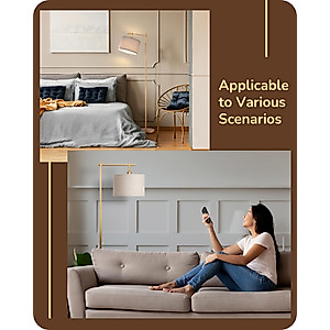 EDISHINE Dimmable Floor Lamp, Standing Lamp with Remote Control, E26 Socket, ACR Floor Lamp with Beige Shade for Bedroom, Living Room, Office, LED Bulb Included (Modern-Gold)