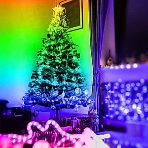 Battery Powered Led Strip Lights 25 ft, LED Lights for Bedroom Battery Operated Color Changing Lights Music Sync App Remote Control RGB USB Led Lights for TV, Room, Rope Lights