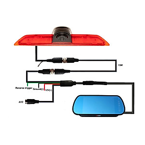 KNRAGHO Compatible for Ford Transit 150 2015-2020, Transit 250 2015-2020, Transit 350/350 HD 2015-2020 Brake Light Backup Camera with 7 inch Clip-on Mirror Monitor ( Transit Van)