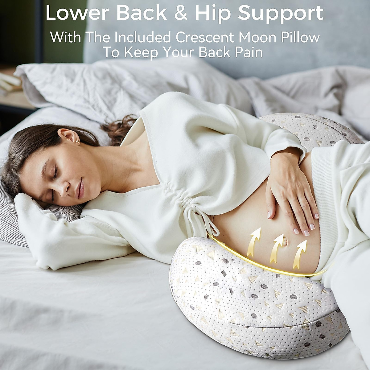 Pregnancy Pillows for Sleeping, Maternity Pillow for Pregnant Women, Detachable and Adjustable Double-Sided with Pillow Cover Support for Pregnancy Belly/Back Support (White)