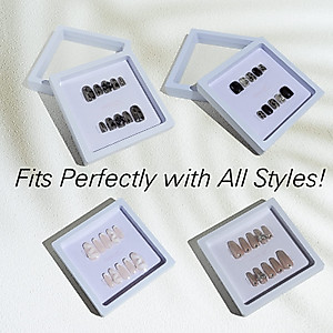 LIGHT RAIN Press on Nail Packaging Box, 3D Nail Storage Organizer and Display Holder Set, 4.3x4.3x0.8 inch, 14pcs