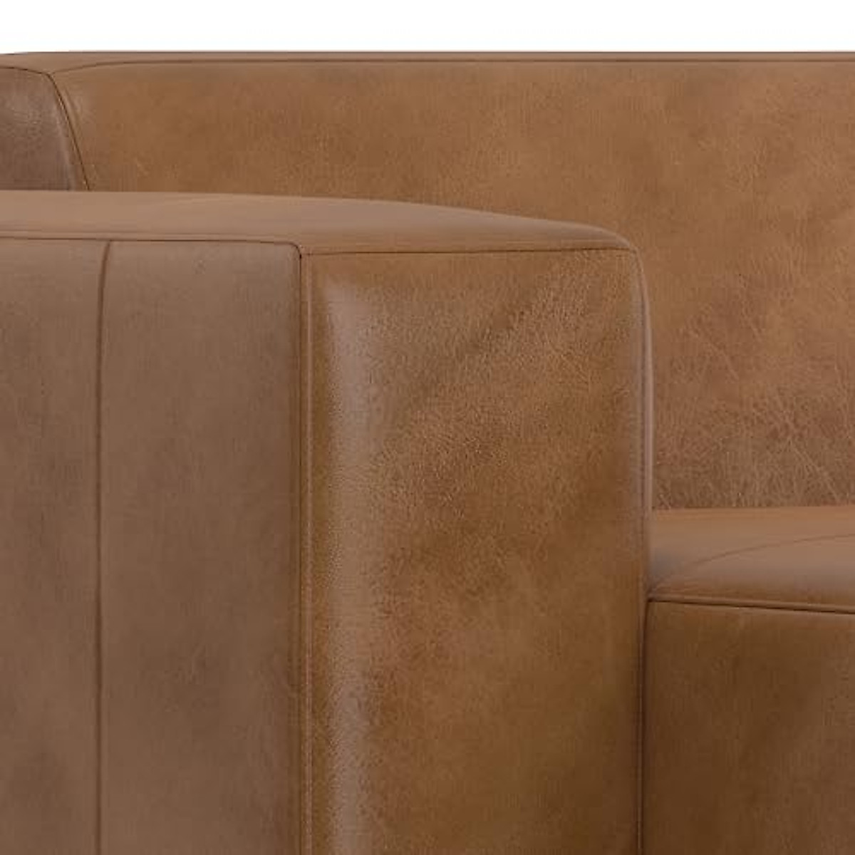 SIMPLIHOME Rex Left-Facing Modular Sectional Sofa in Full-Grain Genuine Leather, Caramel Brown, 122-inches Wide, Handcrafted Modern-Style 4-Seater L-Shaped Leather Couch with Left Chaise