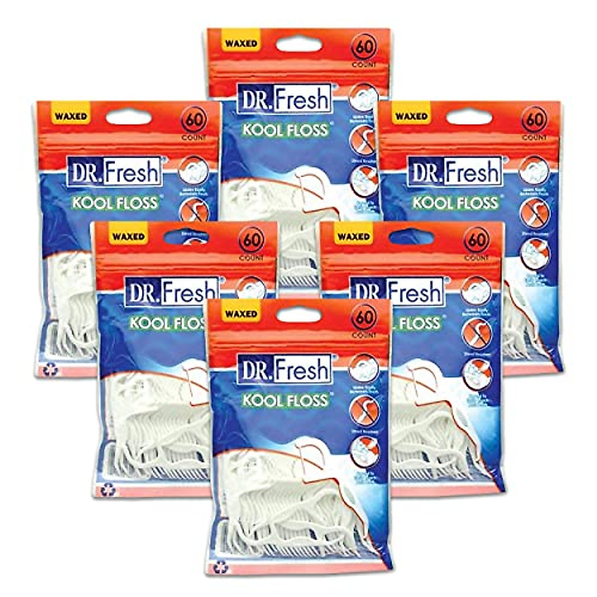Dr. Fresh Kool Floss Picks 60 Count (6 Packs, 360 Counts)