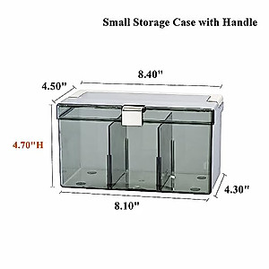 BangQiao Small Plastic Storage Box with Handle and Adjustable Dividers, Multipurpose Lockable Container Case for Sewing, Stationery, Art&Craft Supplies, Cosmetics, First Aid Kit, Clear/Smoke Green