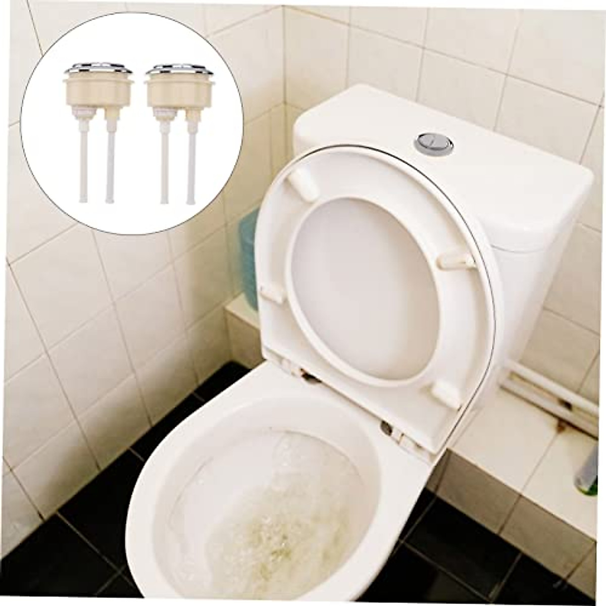 2 Pcs toilet lid button toilet tank button toilet flush button toilet parts toilet accessories ar accessories wc flush button Closestool Tank Button Flush Push Button Oval switch
