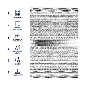 nuLOOM Kira Machine Washable Tribal Geometric Area Rug, 5' x 8', Grey