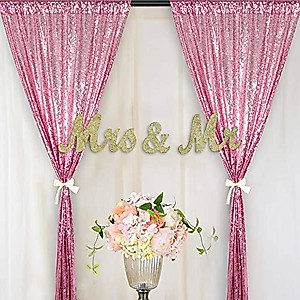 Sequin Backdrop 2FTx7FT Pink Gold Glitter Sequin Backdrop Curtain Fuchsia Pink Sequence Backdrop Photography Backdrop for Wedding Birthday Baby Shower Shimmer Wall Background(2FTx7FT, Pink Gold)